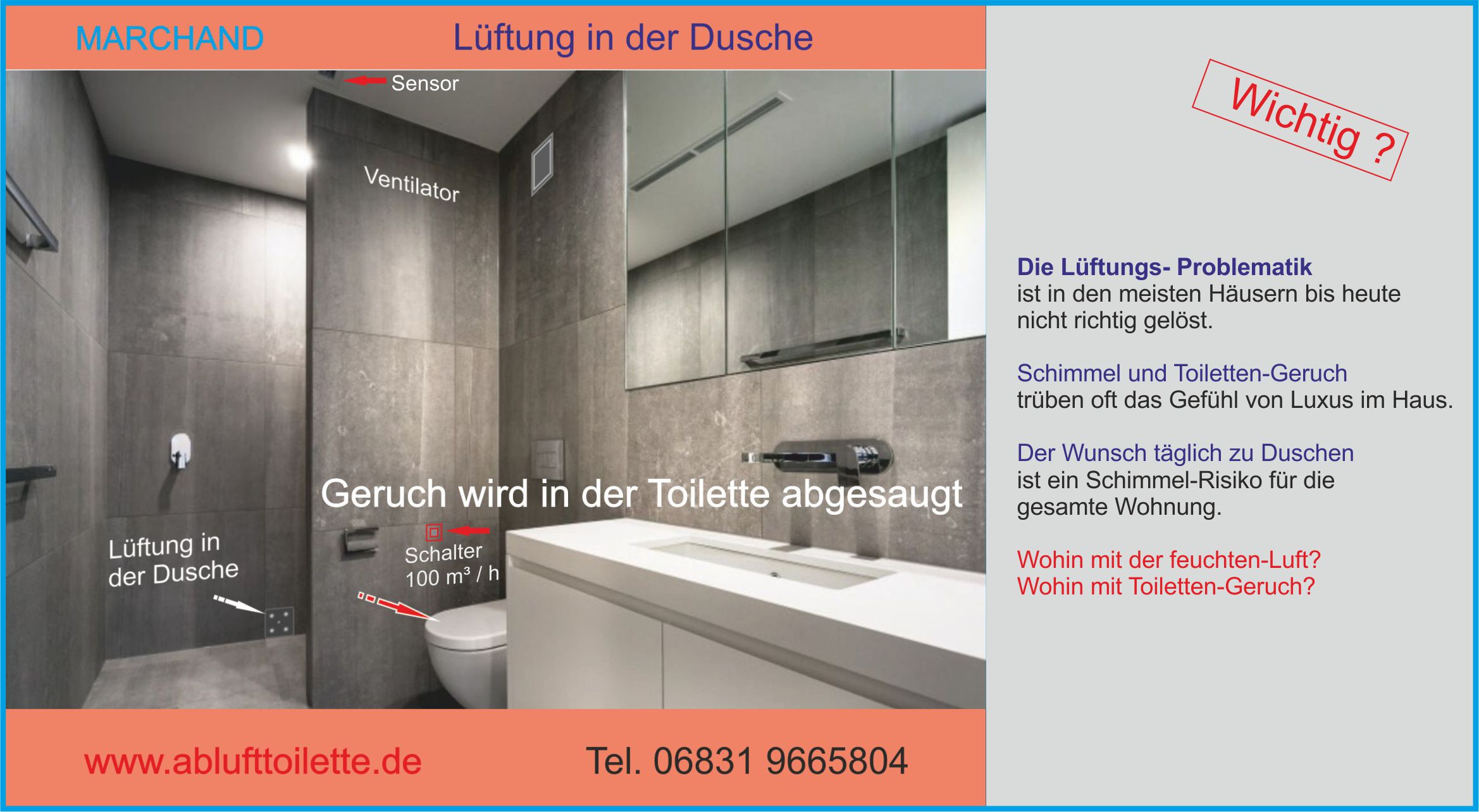 Toilette mit Geruchsabsaugung und ( Raumlüftung )