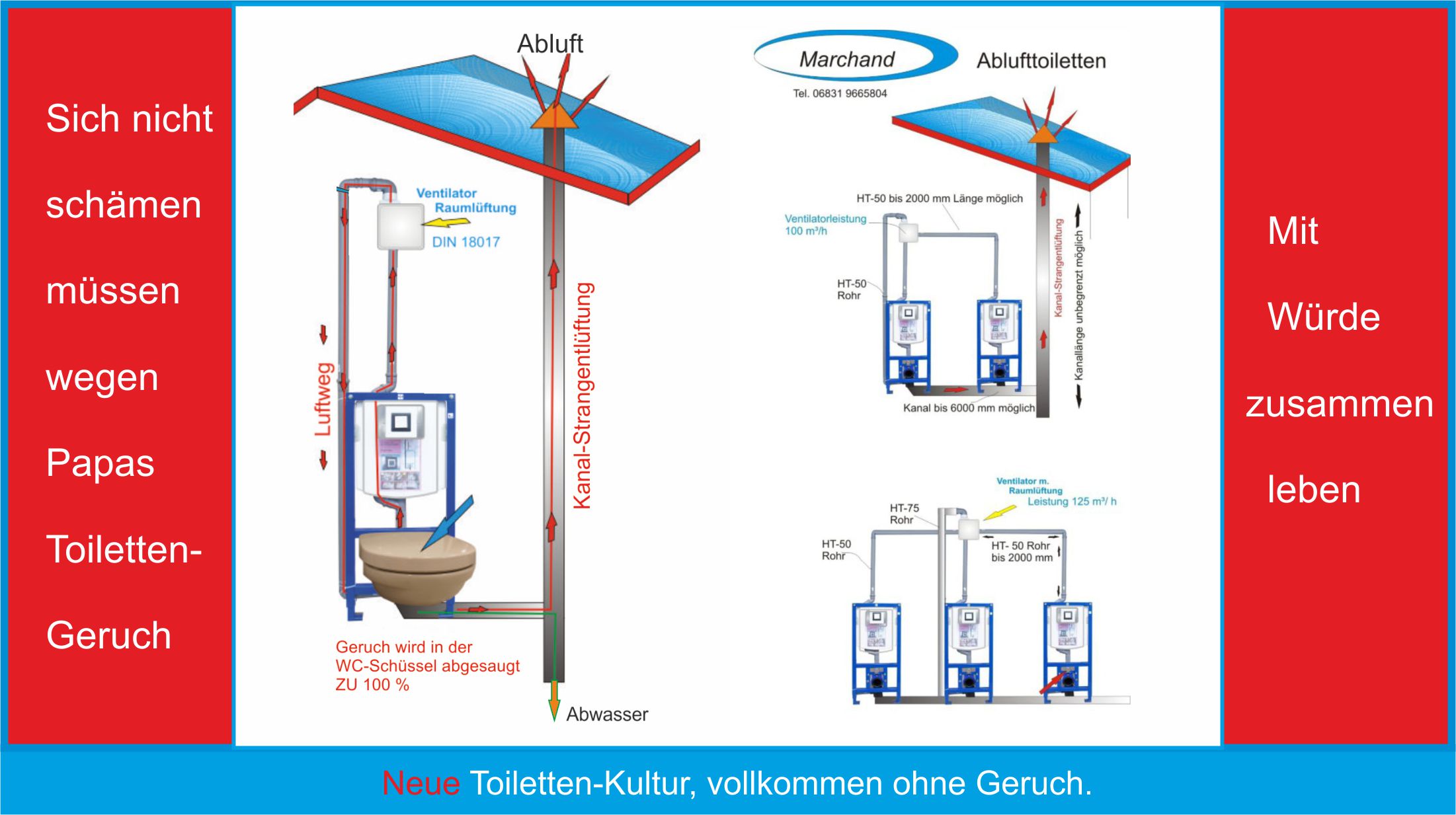Bad ohne Geruch, Toilette mit Geruchsabsaugung und Raumlüftung